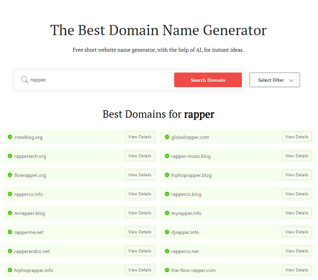 Free AI Rapper Name Generator - DomainWheel
