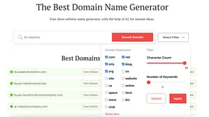 Free AI AI Name Generator and Ideas - DomainWheel